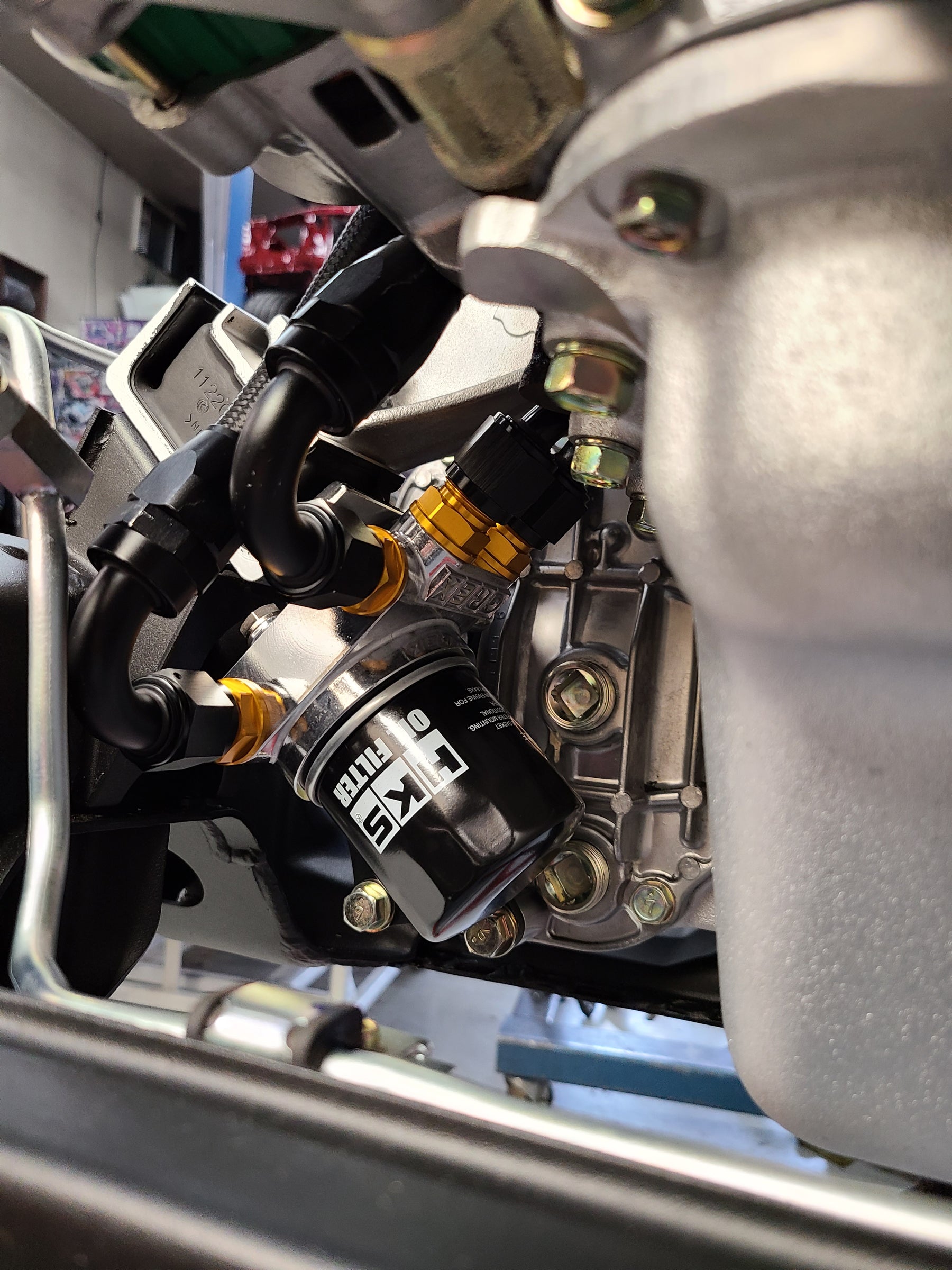 U.P.G Skyline GTR oil filter relocation kit with Greddy oil cooler ada ...