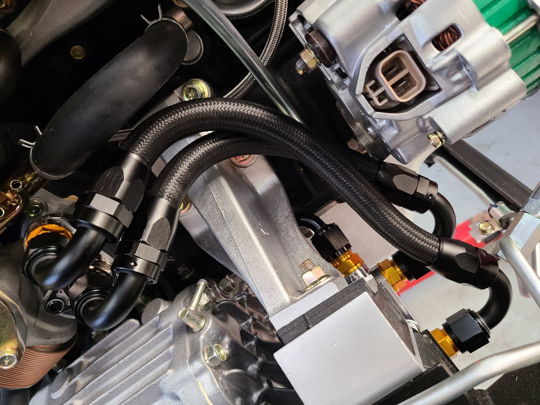 U.P.G Skyline GTR oil filter relocation kit with Greddy oil cooler ada ...